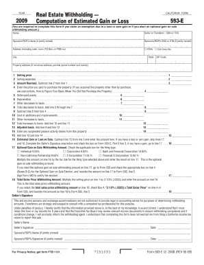 Fillable Online 593-E Form - California Franchise Tax Board Fax Email ...
