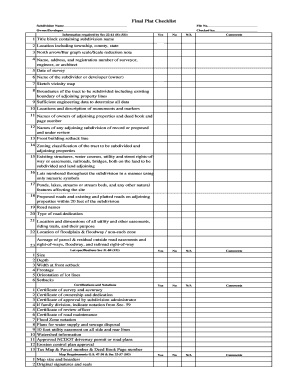 Fillable Online Final Plat Checklist - Rowan County Fax Email Print - pdfFiller