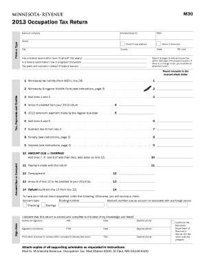 Fillable Online 2011 M30, Occupation Tax Return, includes M30-I (Income ...