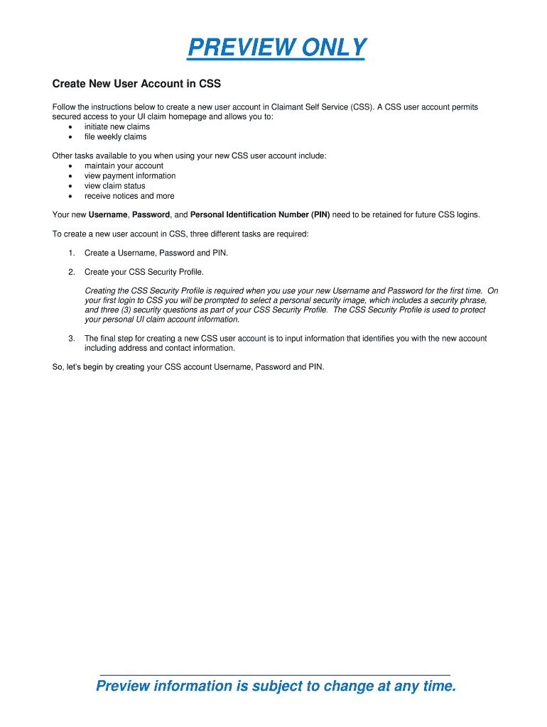 Fillable Online detr state nv Create New User Account in CSS - detr ...
