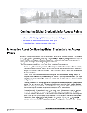 Fillable Online Configuring Global Credentials for Access Points Fax ...