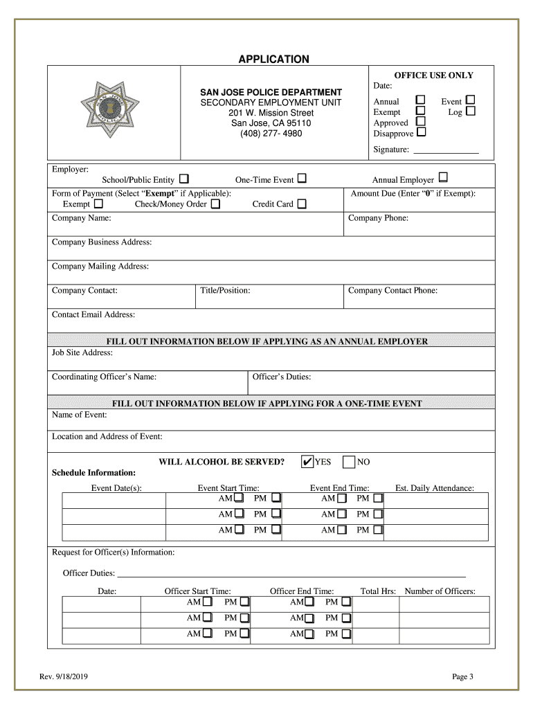 Fillable Online INSTRUCTIONS FOR SECONDARY EMPLOYMENT APPROVAL ...