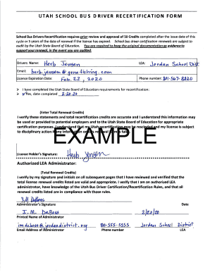 Fillable Online Bus Driver Recertification Form Examples Fax Email ...