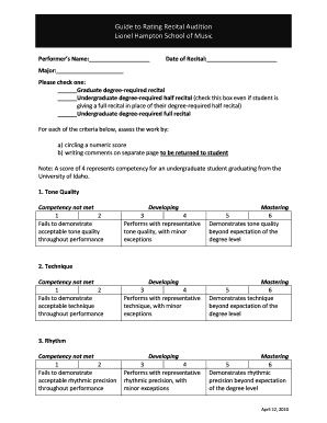 Fillable Online Guide to Rating Recital Performance Fax Email Print ...