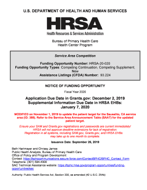 Fillable Online grants hrsa HRSA-20-020 (H80 SACModified. Service Area ...