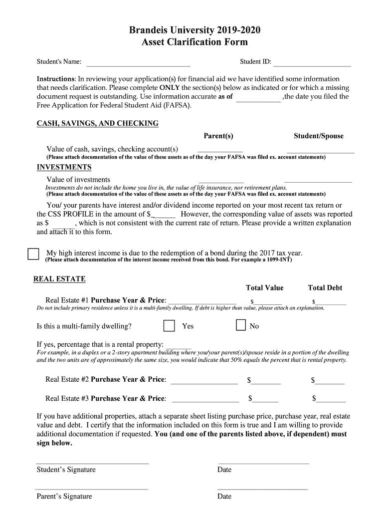 Fillable Online Asset Clarification Form Fax Email Print - pdfFiller
