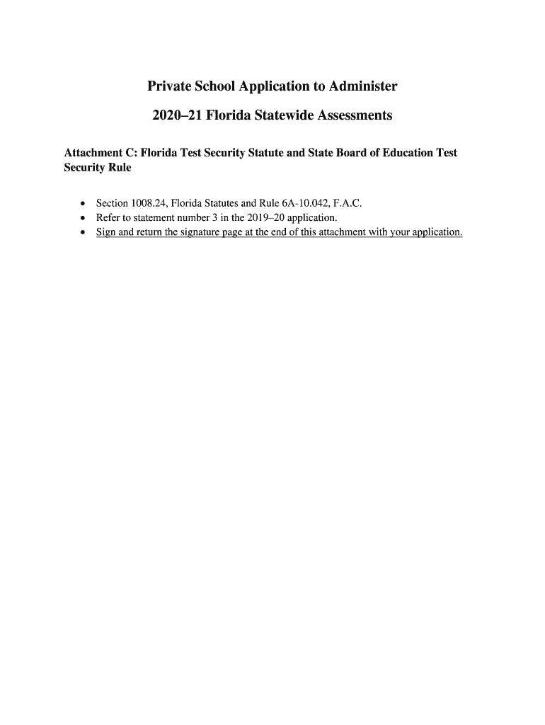 Fillable Online Private School Application to Administer 2020-21 ...