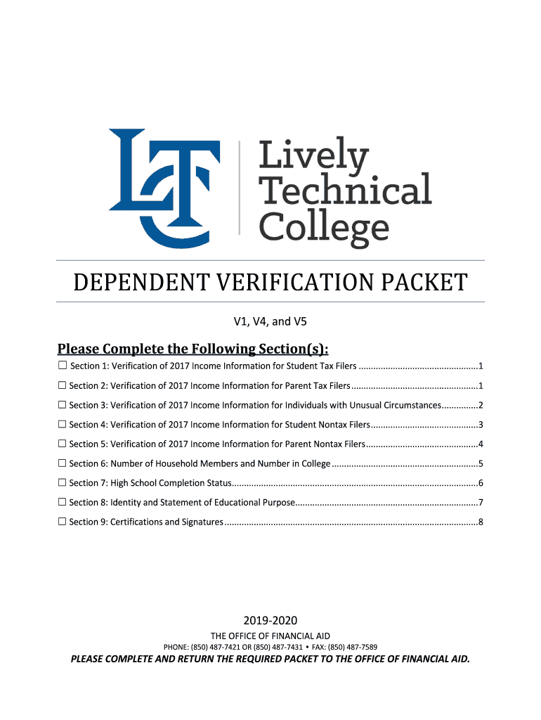 Fillable Online Dependent Verification packet - Lively Technical Center ...