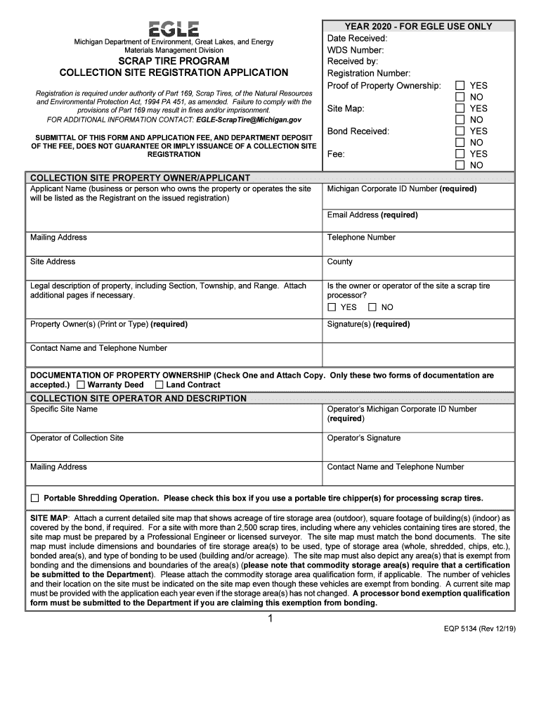 Fillable Online YEAR 2020 - FOR EGLE USE ONLY Michigan Department of ...