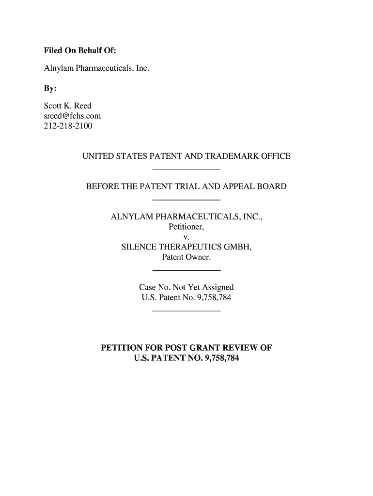 Fillable Online PETITION FOR POST GRANT REVIEW OF U.S. PATENT NO ...