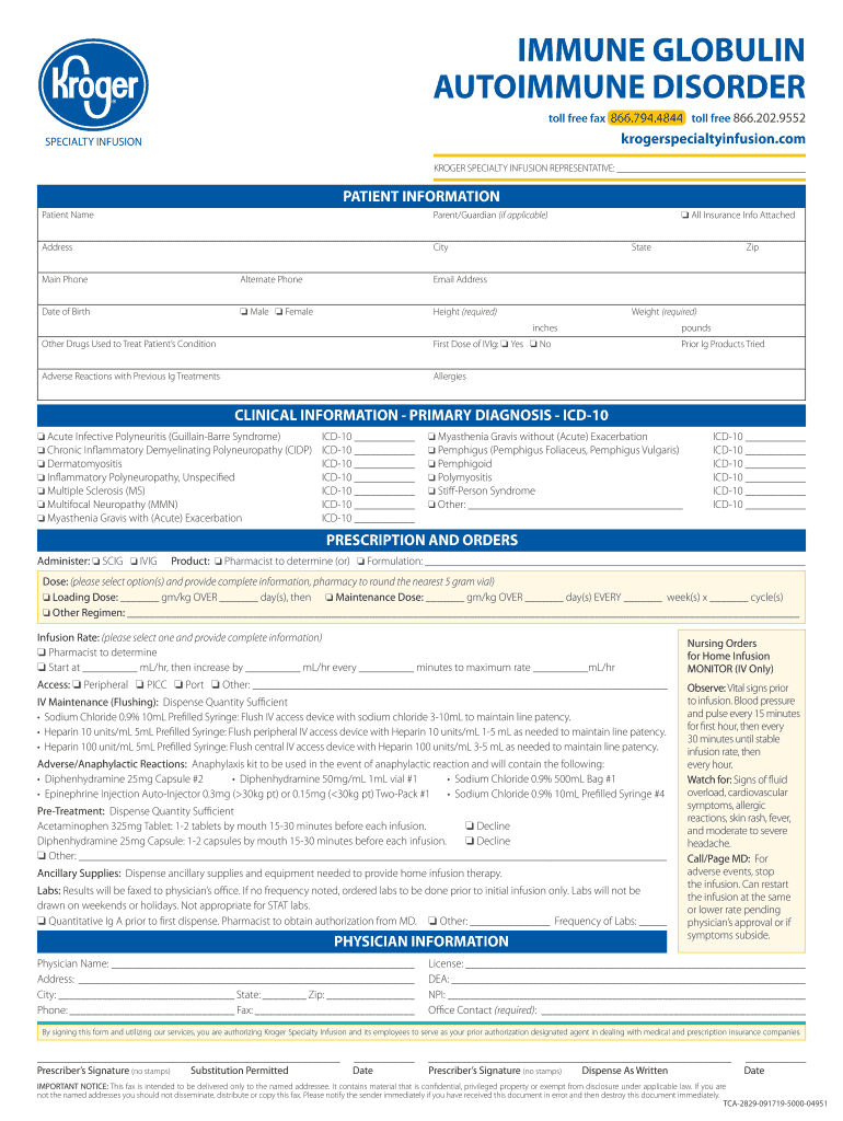 Fillable Online Immune Globulin (IG) Therapy Medication and/or Infusion ... Fax Email Print ...