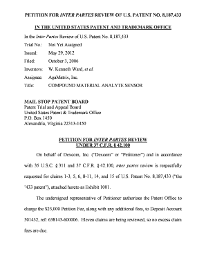Fillable Online PETITION FOR INTER PARTES REVIEW OF U.S. PATENT NO ...