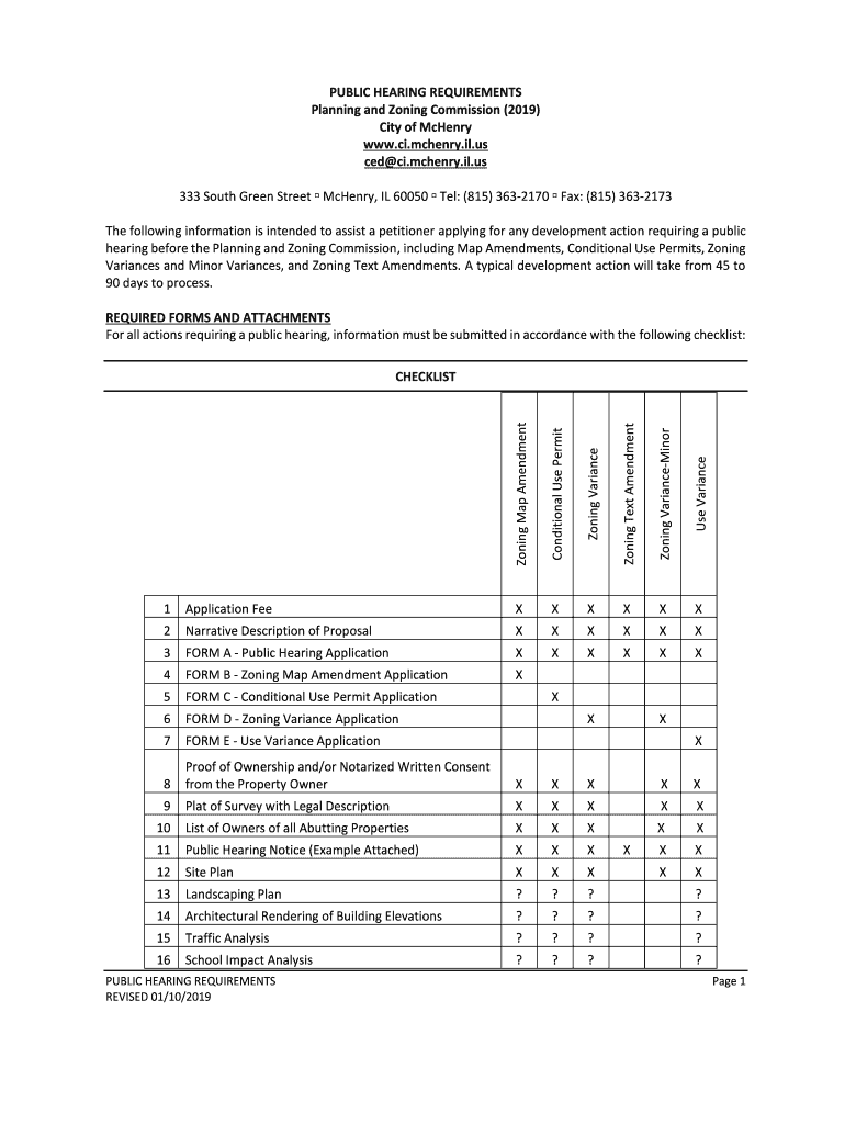 Fillable Online Plan/Zoning Application Checklist - City of McHenry Fax ...