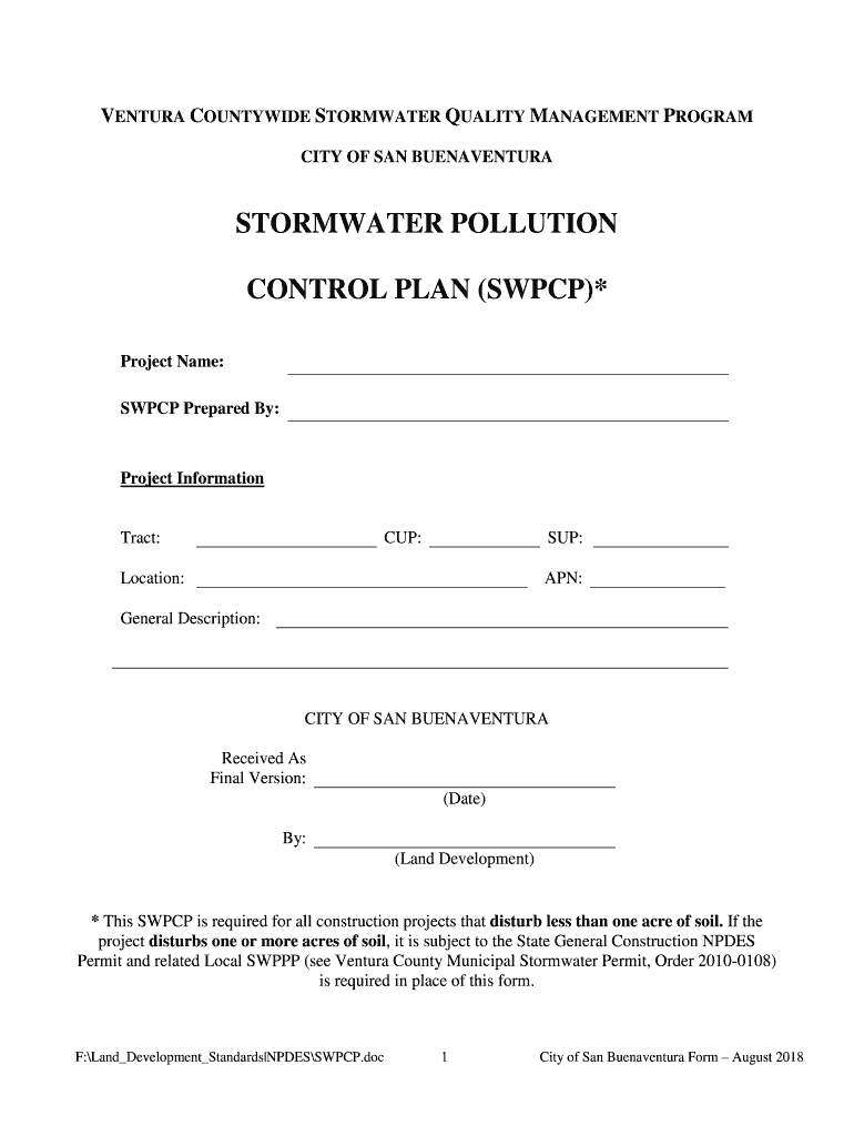 Fillable Online storm water pollution control plan - Ventura Countywide ...