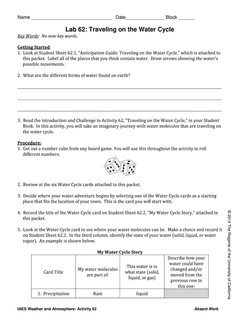 Fillable Online Bill Nye and the Water Cycle Handout - UMES.edu Fax ...