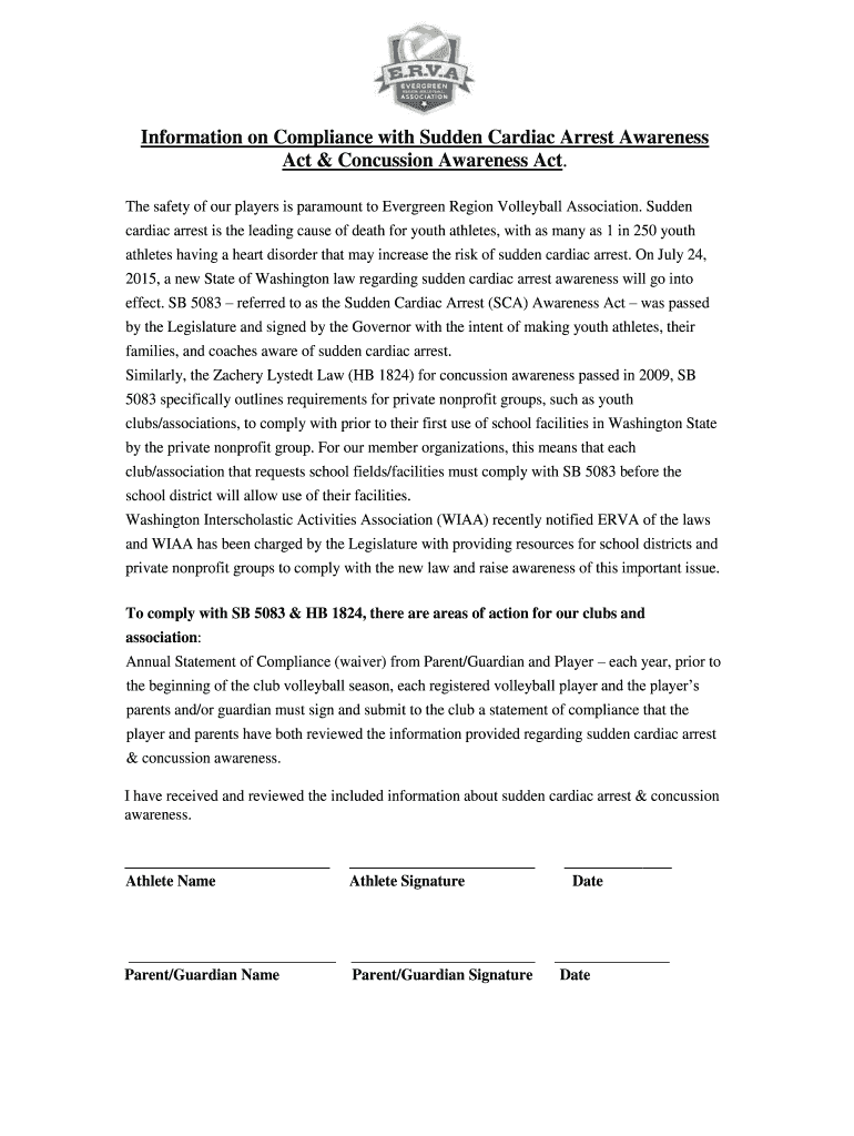 Fillable Online Sudden Cardiac Arrest and Concussion Awareness Form Fax ...