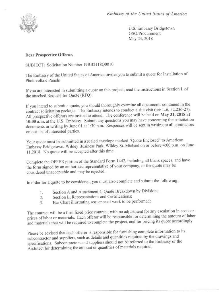 Fillable Online Fillable Online SF-1442 COVER SHEET E. INSPECTION AND ...