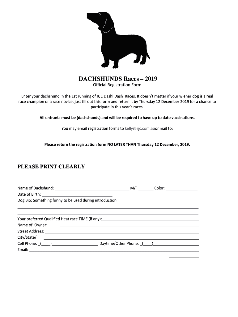 Fillable Online Oktoberfest Springboro Weiner Dog Race Registration ...