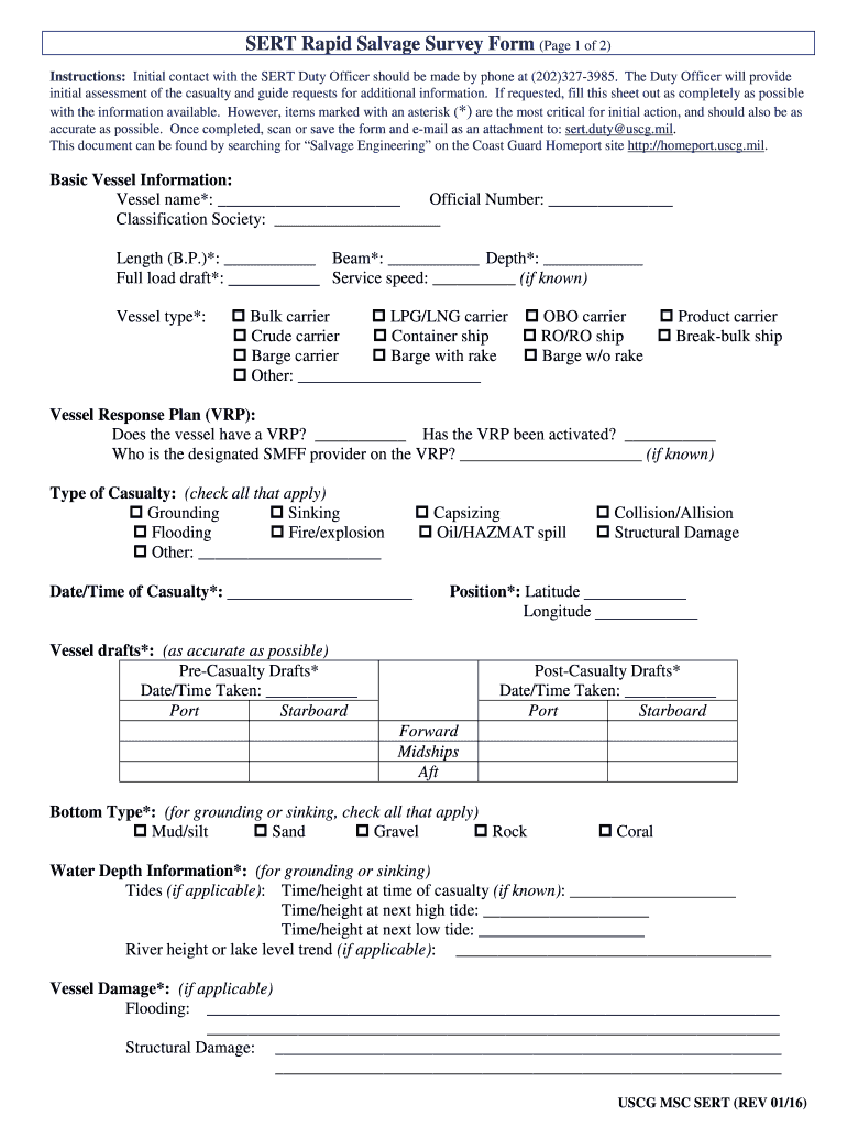Fillable Online Fillable Online SERT Rapid Salvage Survey Form (Page 1 ...
