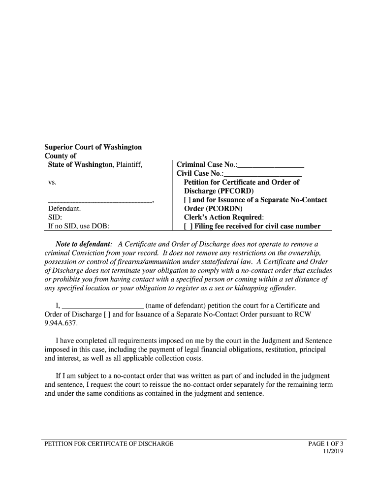 Fillable Online Justia :: Motion For Certificate And Order Of Discharge ...