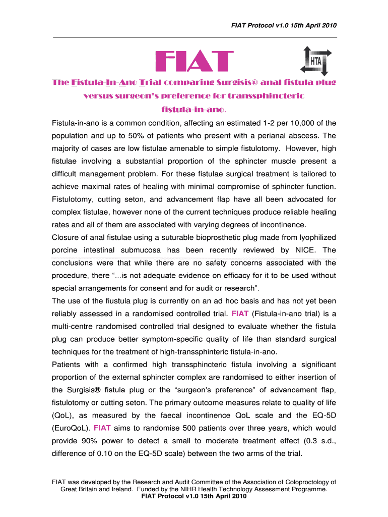 Fillable Online The Fistula-In-Ano Trial comparing Surgisis anal ...