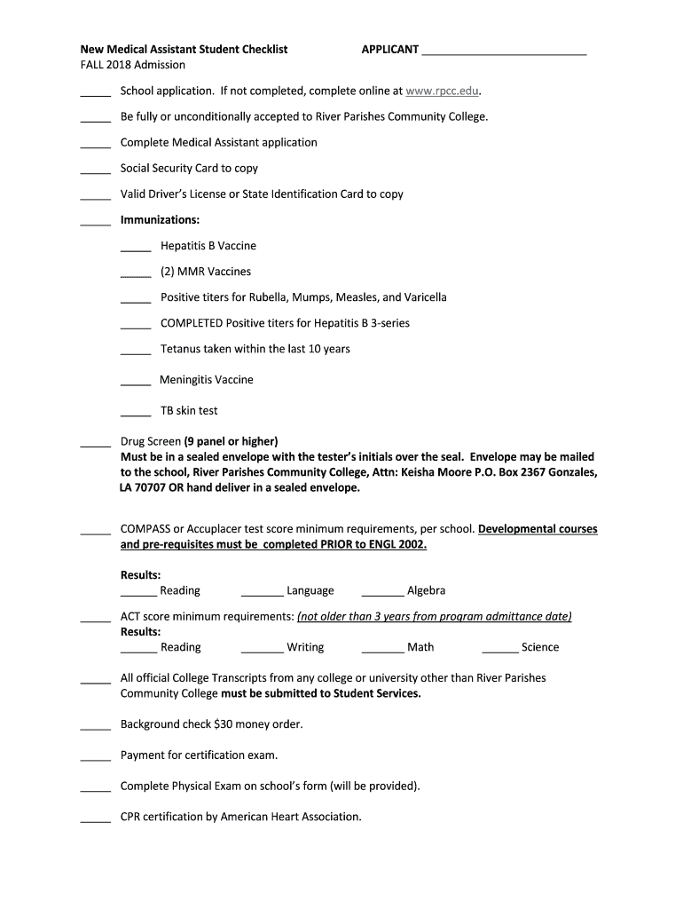 Fillable Online Medical Assistant Application Procedure Fax Email Print ...