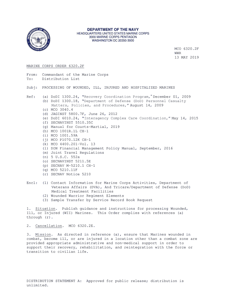 Fillable Online HEADQUARTERS UNITED STATES MARINE CORPS 3000 MARINE ...