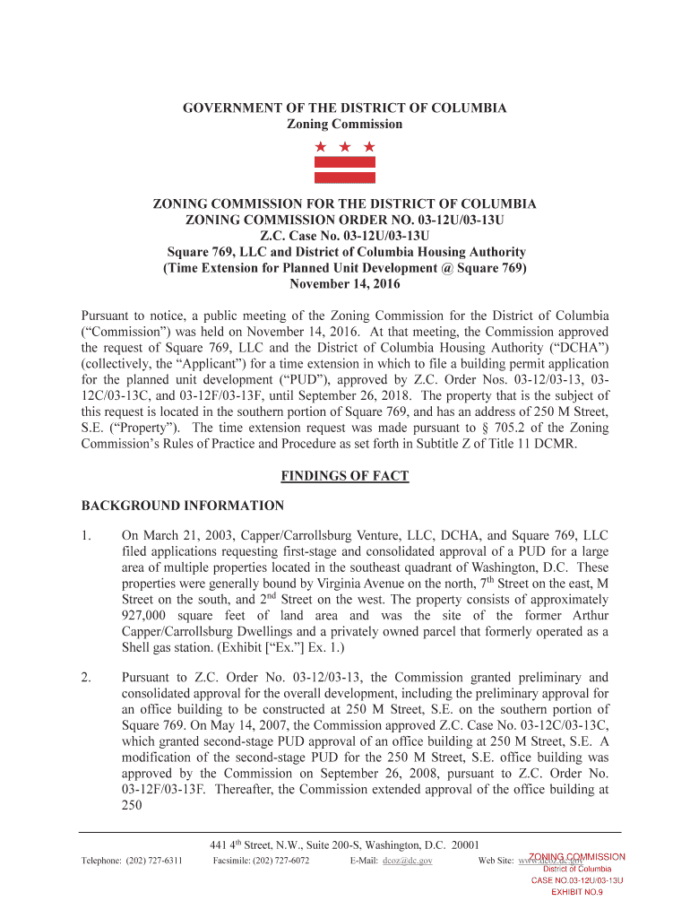 Fillable Online Zoning Commission Cases (ZC) - Office of Planning - DC ...