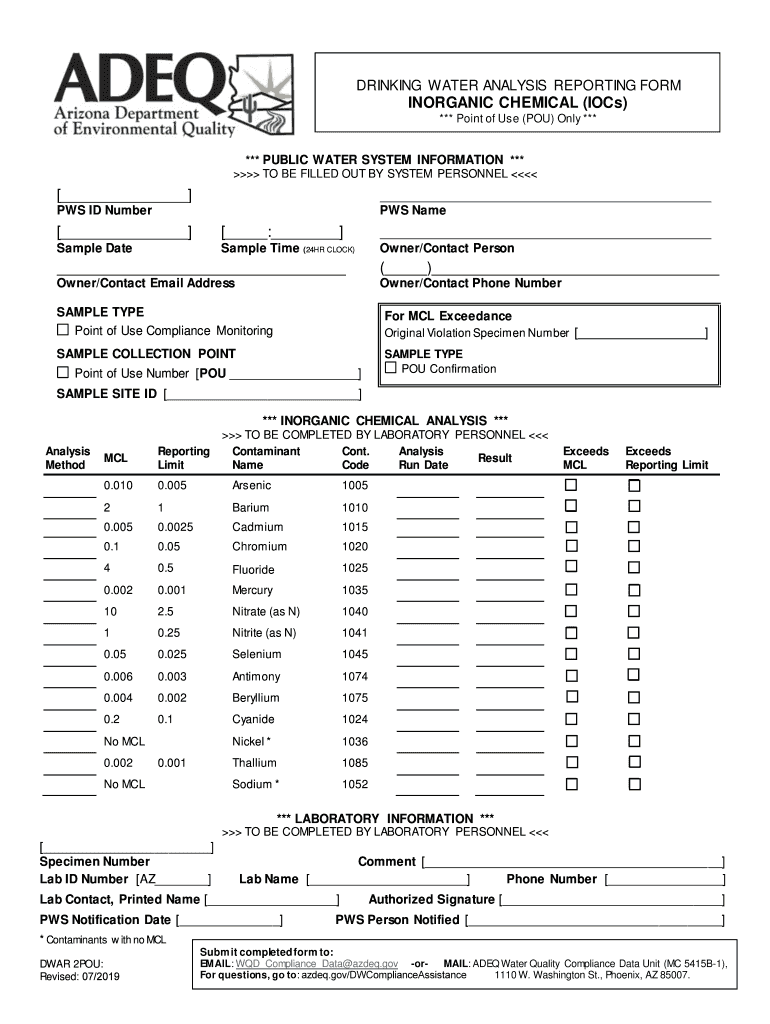 Fillable Online Public Water System - Self Guide for Point-of-Use (POU ...
