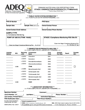 Fillable Online ADEQ Form DWAR 32POU Drinking Water Analysis Reporting ...