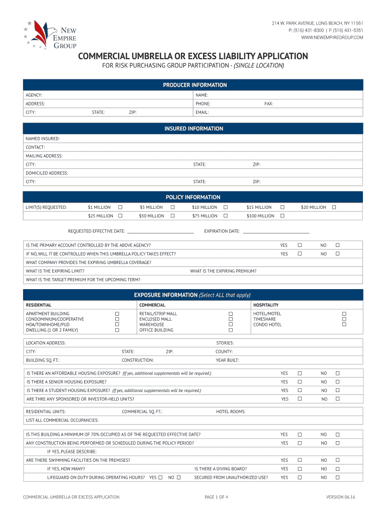 Fillable Online Umbrella-Application.indd Fax Email Print - pdfFiller