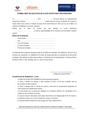 Fillable Online FORMULARIO DE SOLICITUD DE CLAVE SICOP PARA PROVEEDORES Fax Email Print - pdfFiller