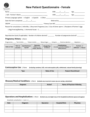 Fillable Online Obstetric History and Physical Template Revision 7 (10 ...