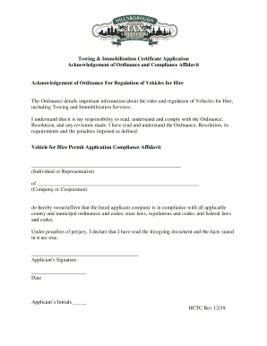 Fillable Online Towing & Immobilization Certificate Application ... Fax ...