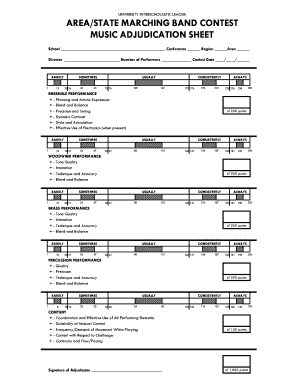 Fillable Online REGION MARCHING BAND CONTEST ADJUDICATION SHEET Fax ...