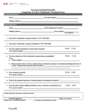 Fillable Online Completion of Active Orthodontic Treatment Form Fax ...
