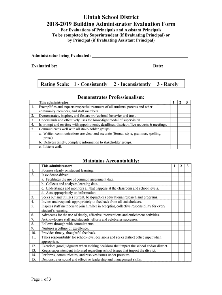 Fillable Online Building Administrator Evaluation Form Fax Email Print ...