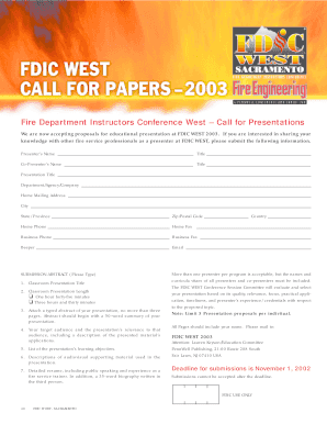 Fillable Online Fire Department Instructors Conference WestCall for ...