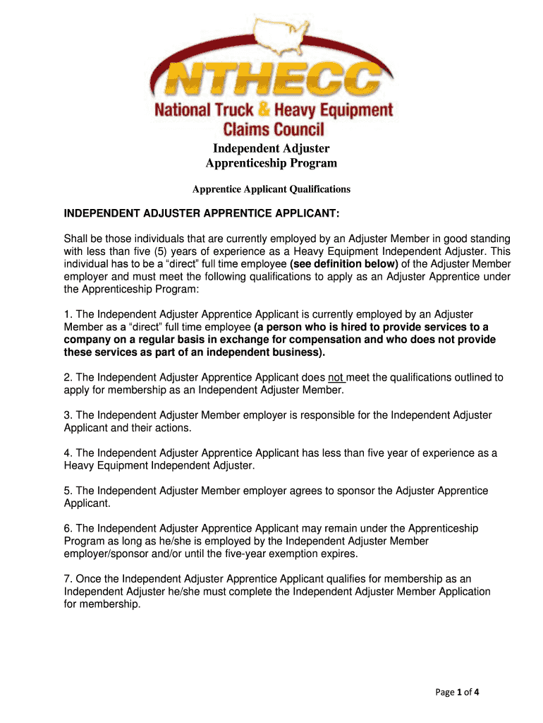 Fillable Online INDEPENDENT ADJUSTER LICENSING GUIDELINE Table of ...