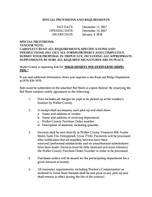 Fillable Online SPECIAL PROVISIONS AND REQUIREMENTS Fax Email Print ...