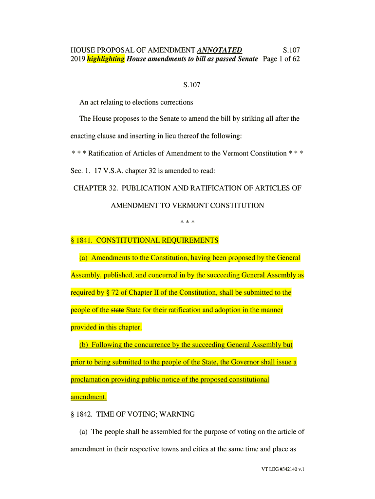Fillable Online SENATE PROPOSAL OF AMENDMENT S.107 TO HOUSE ... Fax ...