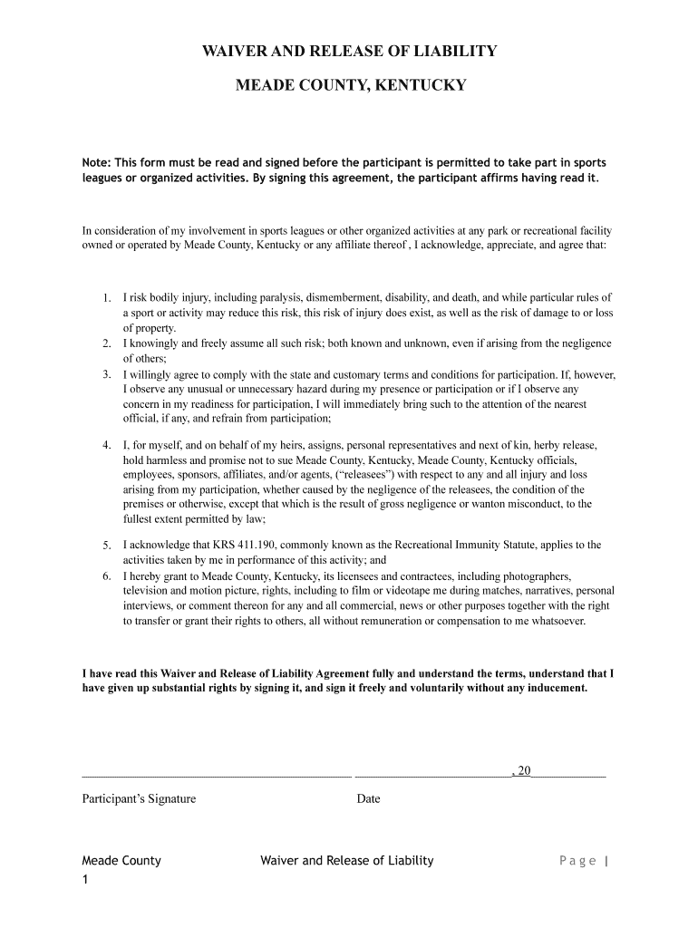 Fillable Online Form Release and Waiver - Little League Baseball Fax ...