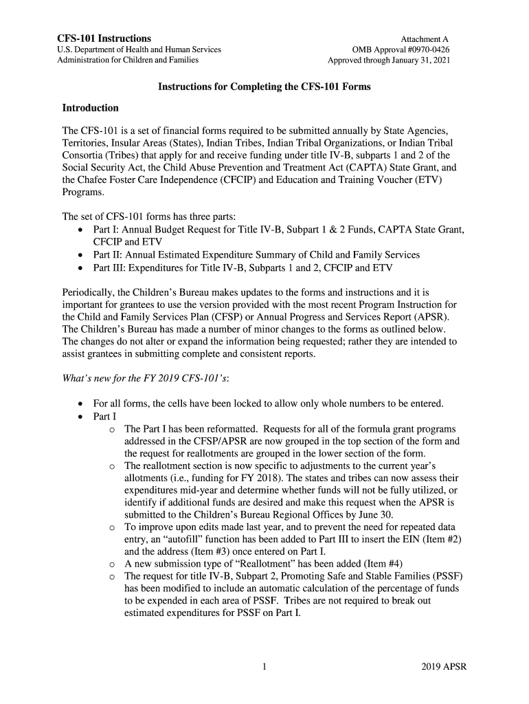 Fillable Online Attachment A - Instructions for Completing the CFS-101 ...