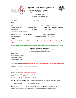 Fillable Online Tugaloo Triathlon Fax Email Print - pdfFiller