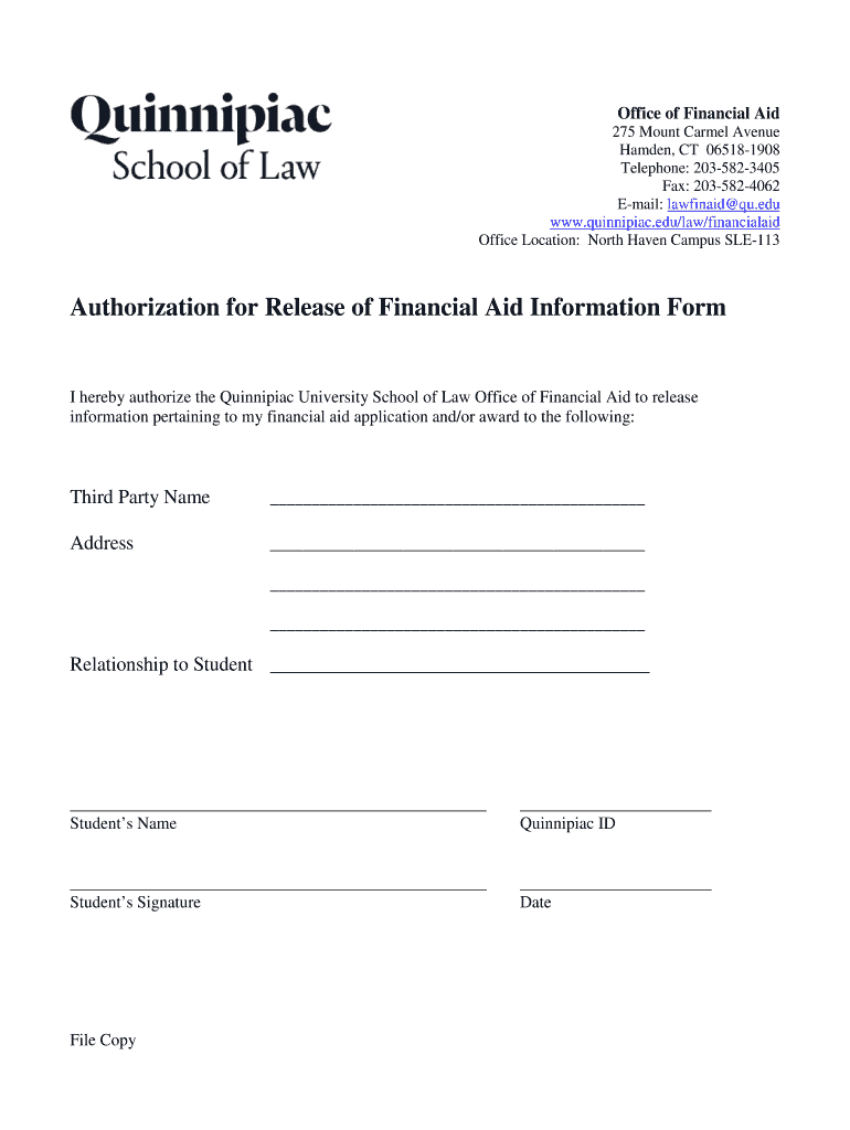 Fillable Online Authorization for Release of Financial Aid Information ...