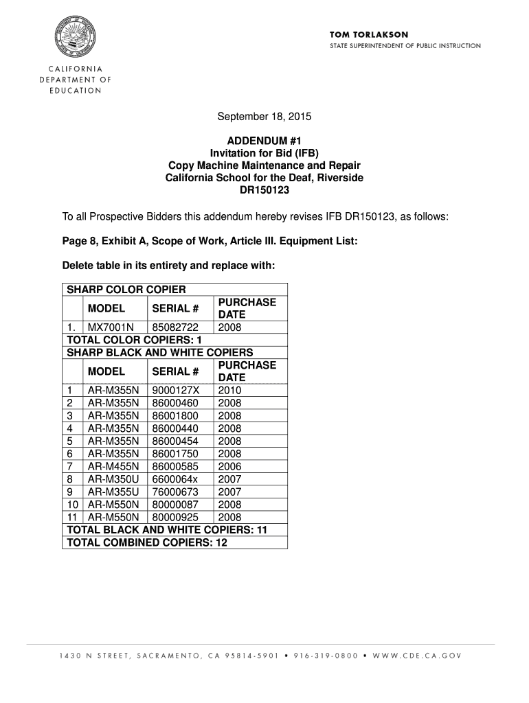 Fillable Online REQUEST FOR PROPOSALS Copier Equipment and ... Fax Email Print - pdfFiller
