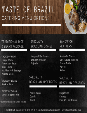 Fillable Online TASTE OF BRAZIL Fax Email Print - pdfFiller