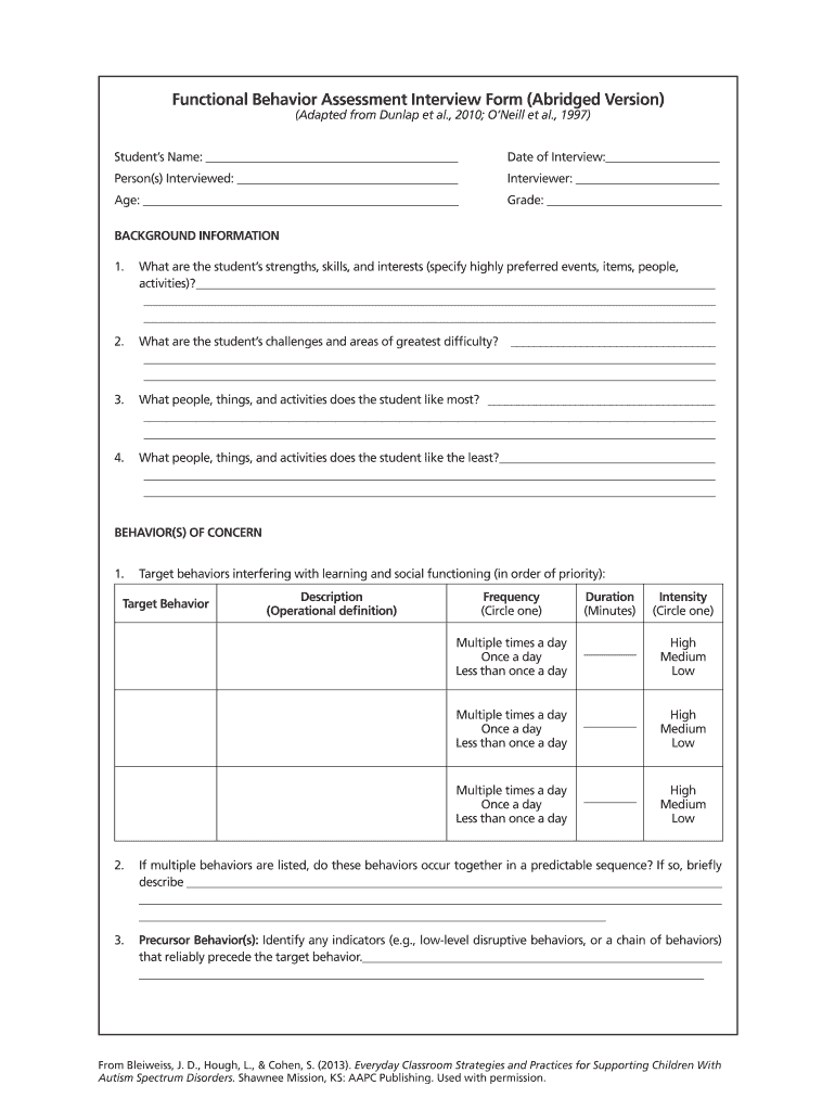 Fillable Online Functional Assessment Interview Form (FAI) - TSLAT Fax ...