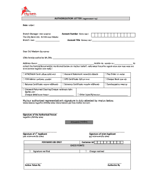 City Bank Authorization Letter - Fill Online, Printable, Fillable ...