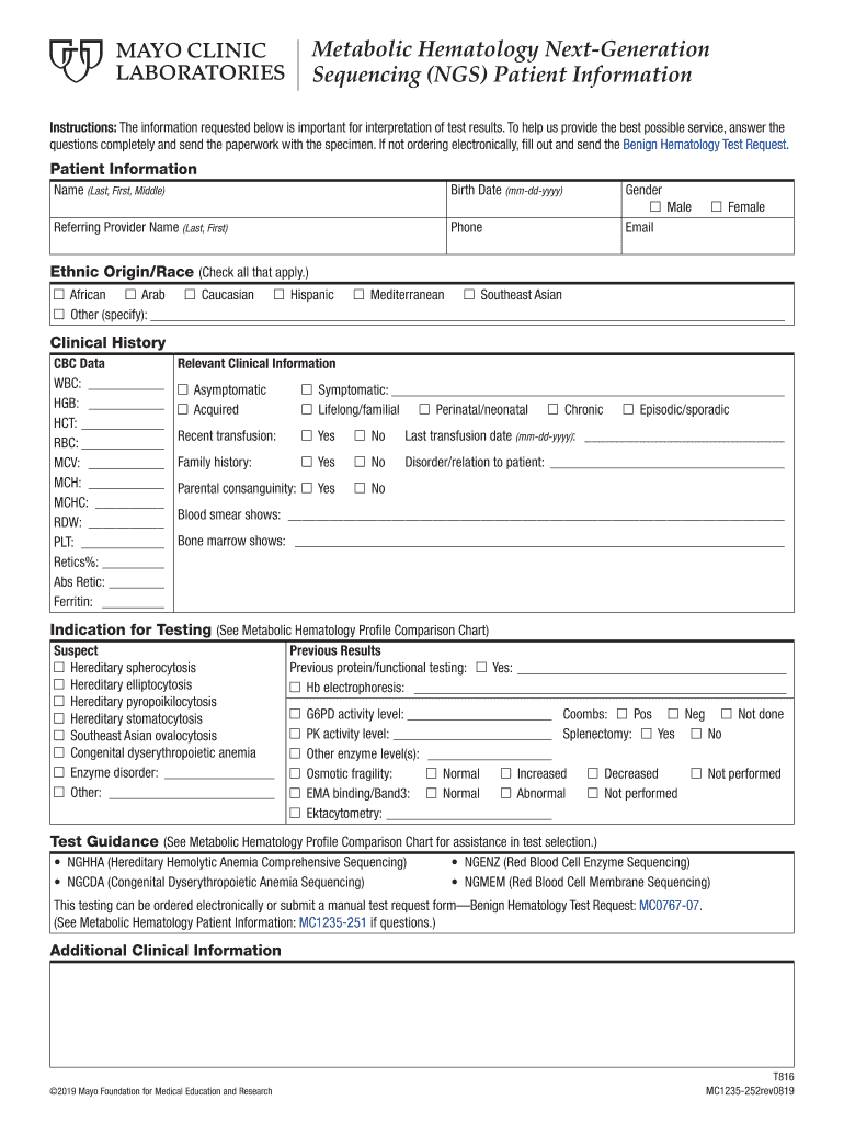 Fillable Online MCL - Metabolic Hematology Next-Generation Sequencing ...
